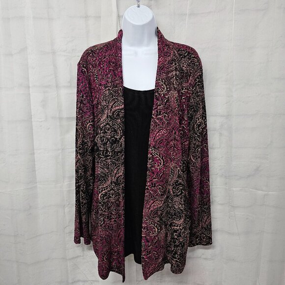 JM Collection | Tops | Jm Collection Purple Black Metallic Layered ...